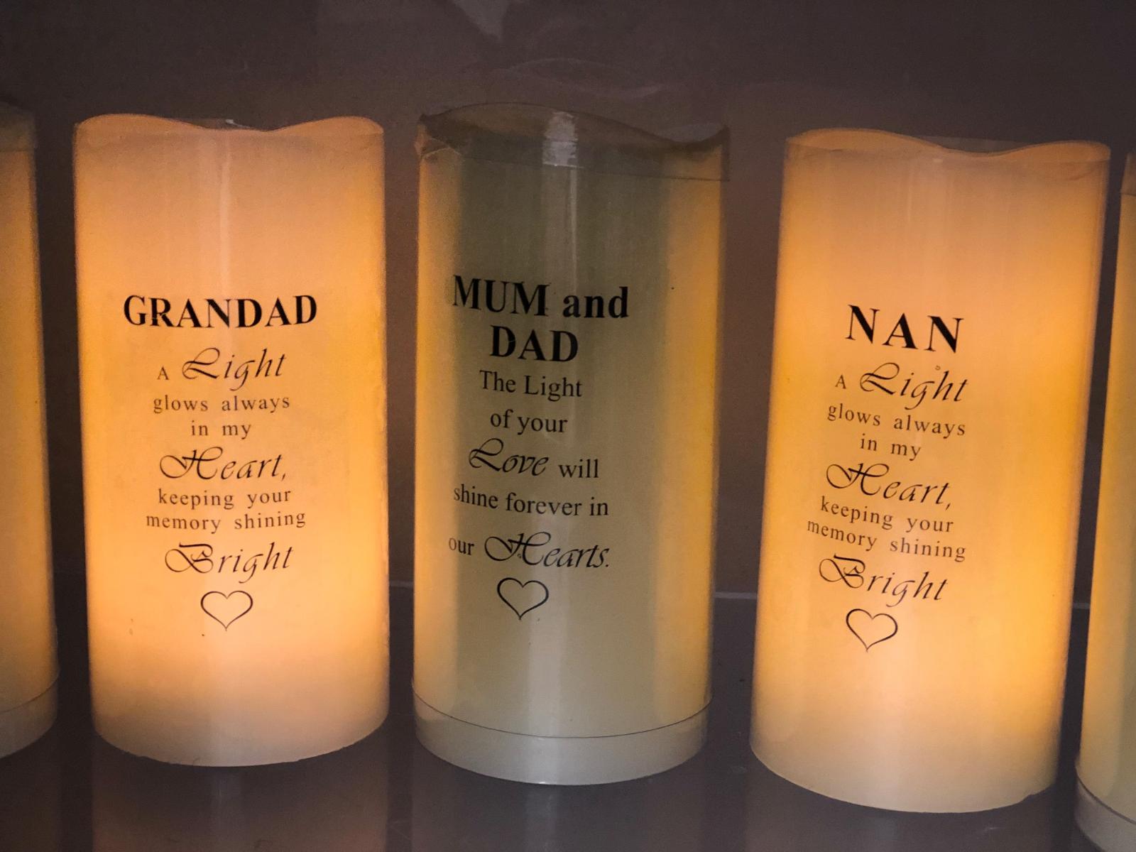 Family Memorial Remembrance LED Wax Flickering Candles Battery Op 5 ...