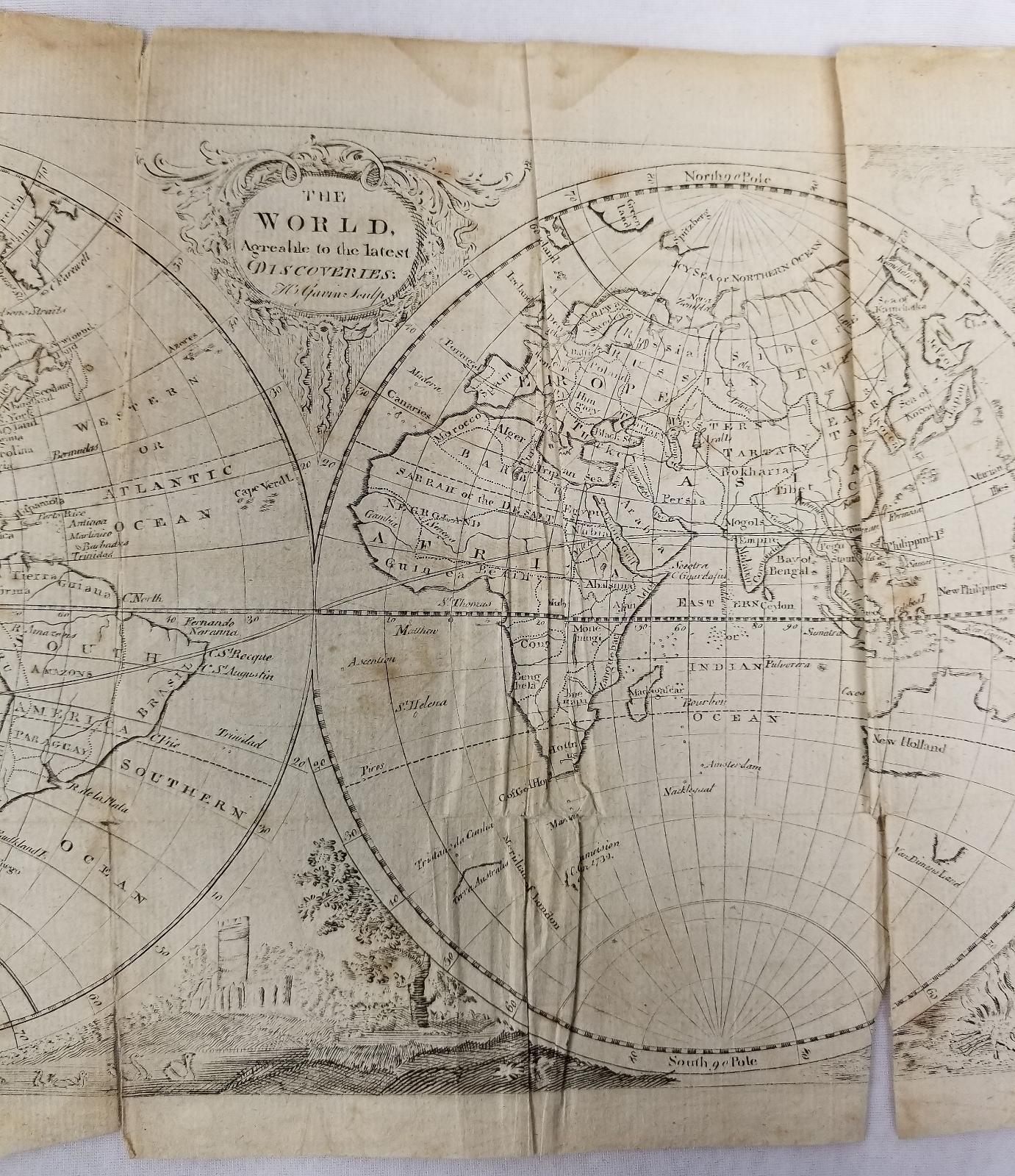 Antique Early 18th Century World Map Atlas H Gavin 1767 London | eBay