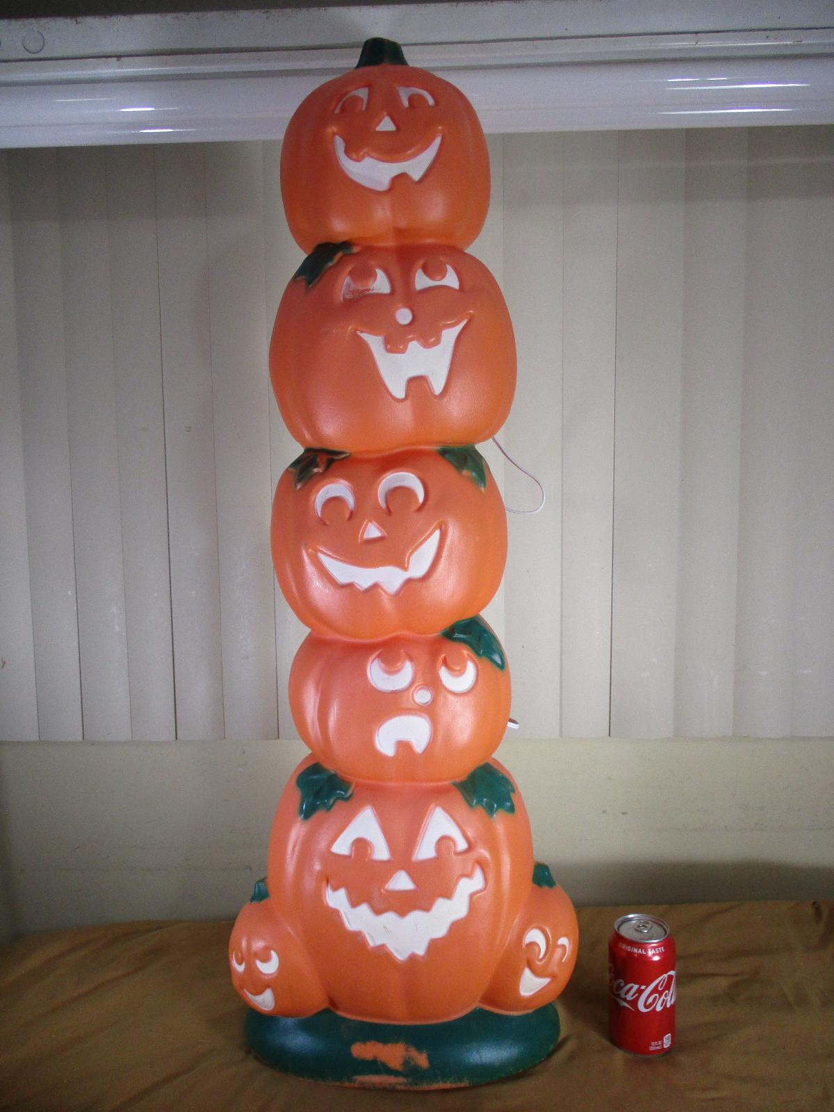 Vintage Stacked Pumpkin Jack O Lantern Lighted Halloween Blow Mold 5
