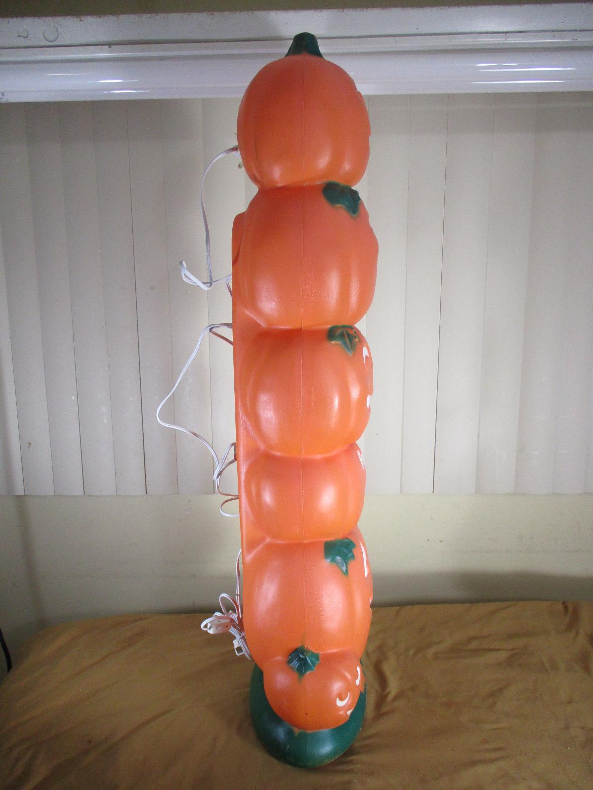 Vintage Stacked Pumpkin Jack O Lantern Lighted Halloween Blow Mold 5