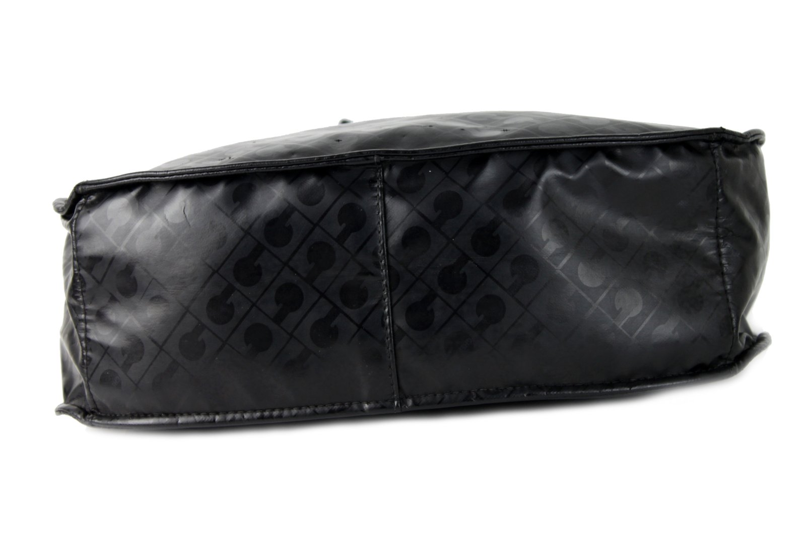 GHERARDINI PVC Coating Leather Black Hobo Bag Hand Bag Shoulder Bag ...