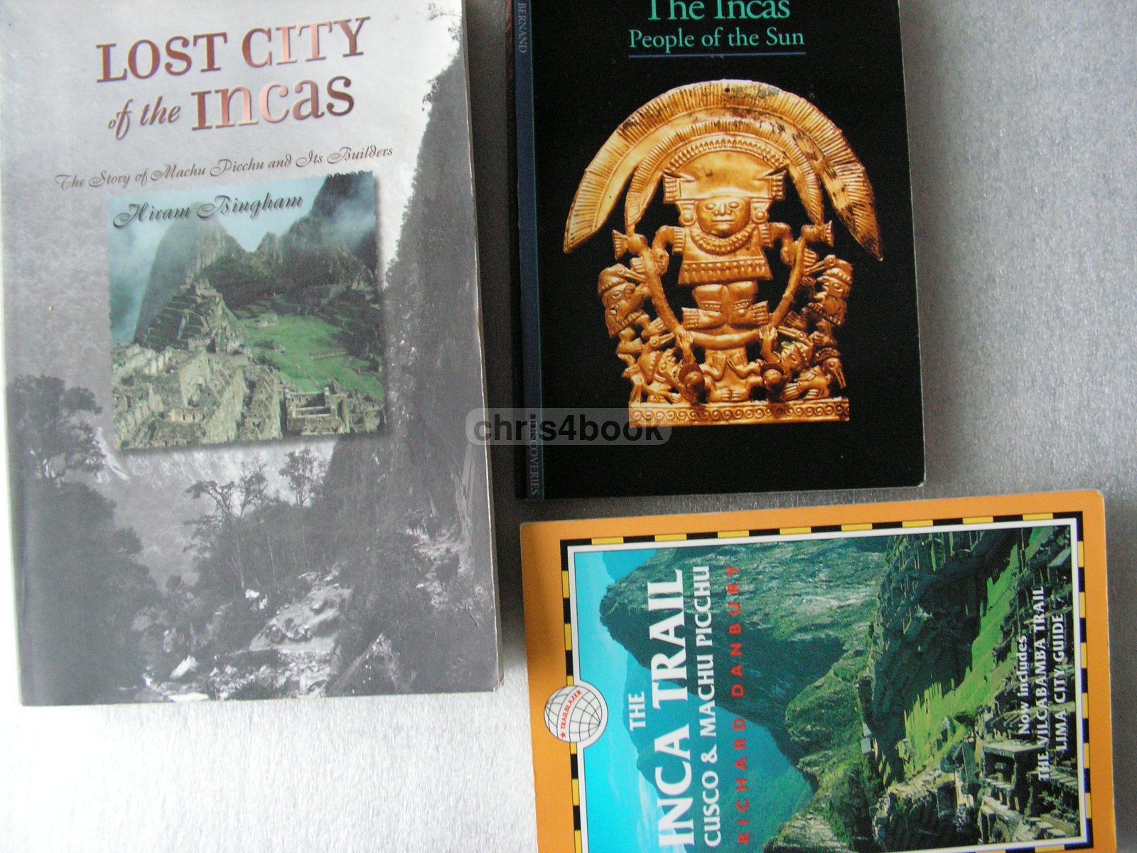 3 books: 1.The Inca Trail, Cusco 2.Lost City of the Incas 3.Discoveries ...