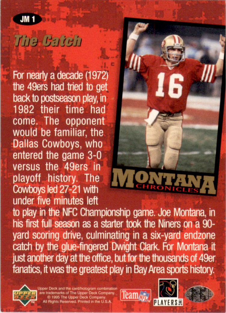 1995 Collector's Choice Montana Chronicles #JM1 Joe Montana 49ers | eBay