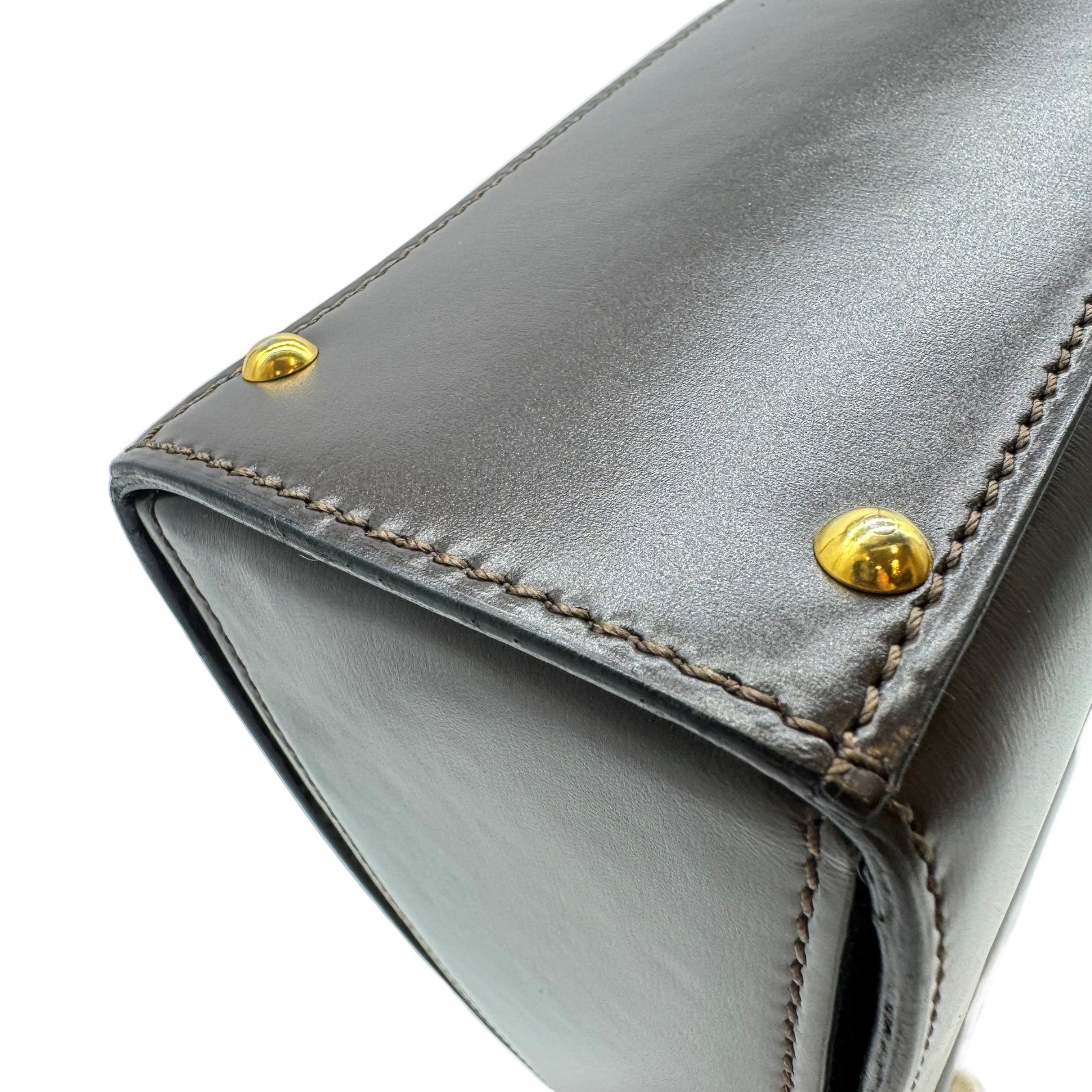 Auth CELINE Turn Lock 2WAY Shoulder Bag Hand Bag M94 Dark Auth CELINE Turn Lock 2WAY Shoulder Bag Hand Bag M94 Dark
