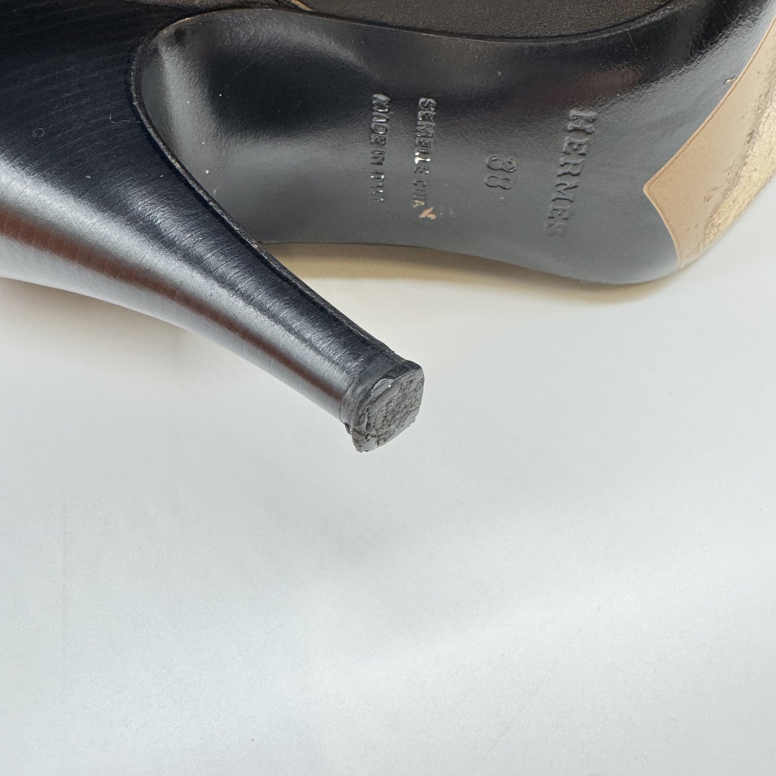 Authentic HERMES Size:38 US:7 Long Boots Black Leather Authentic HERMES Size:38 US:7 Long Boots Black Leather